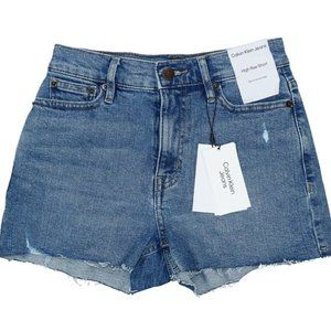 Calvin Klein Jeans | Shorts | Calvin Klein Jeans High Rise Raw Hem Shorts Blue B4hp | Poshmark